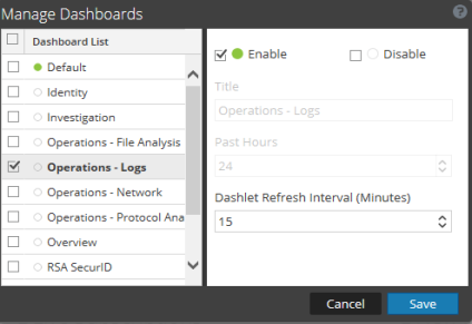 Managing Dashboards