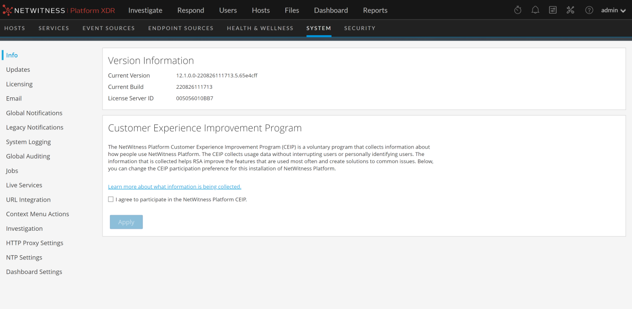 System View - System Info Panel